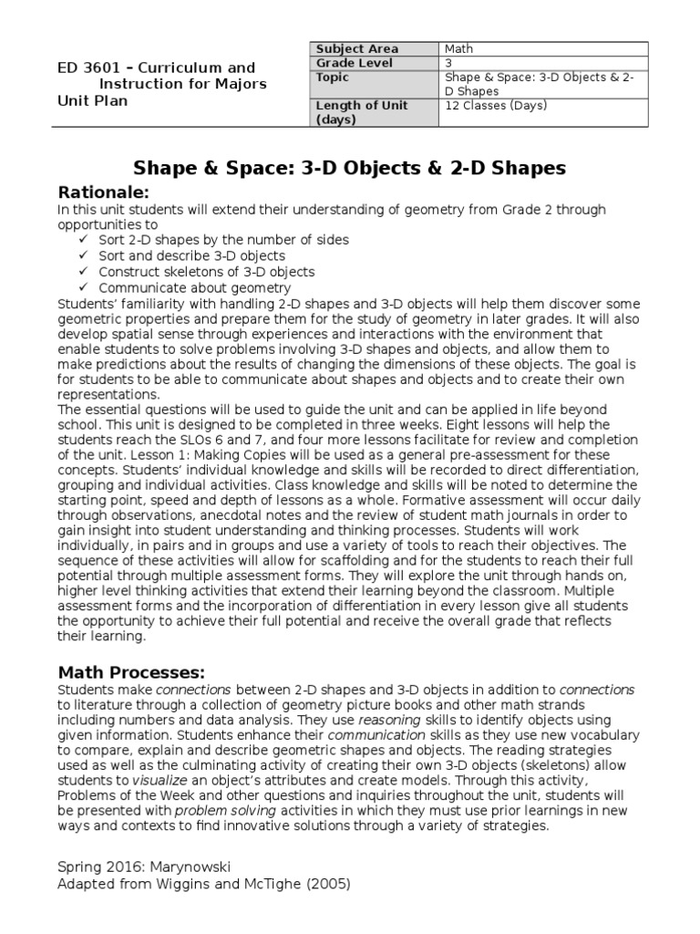 Grade 3 Geometry Unit | PDF | Shape | Curriculum