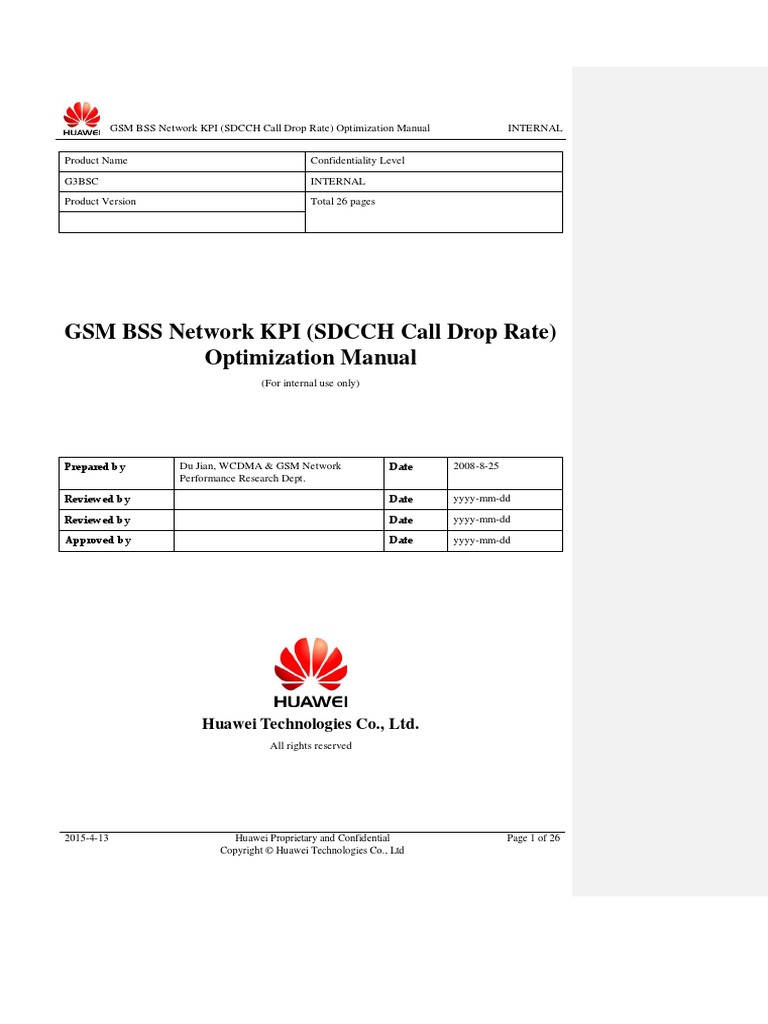 02-Huawei SDCCH Call Drop Optimization | PDF | Gsm | Electromagnetic Interference