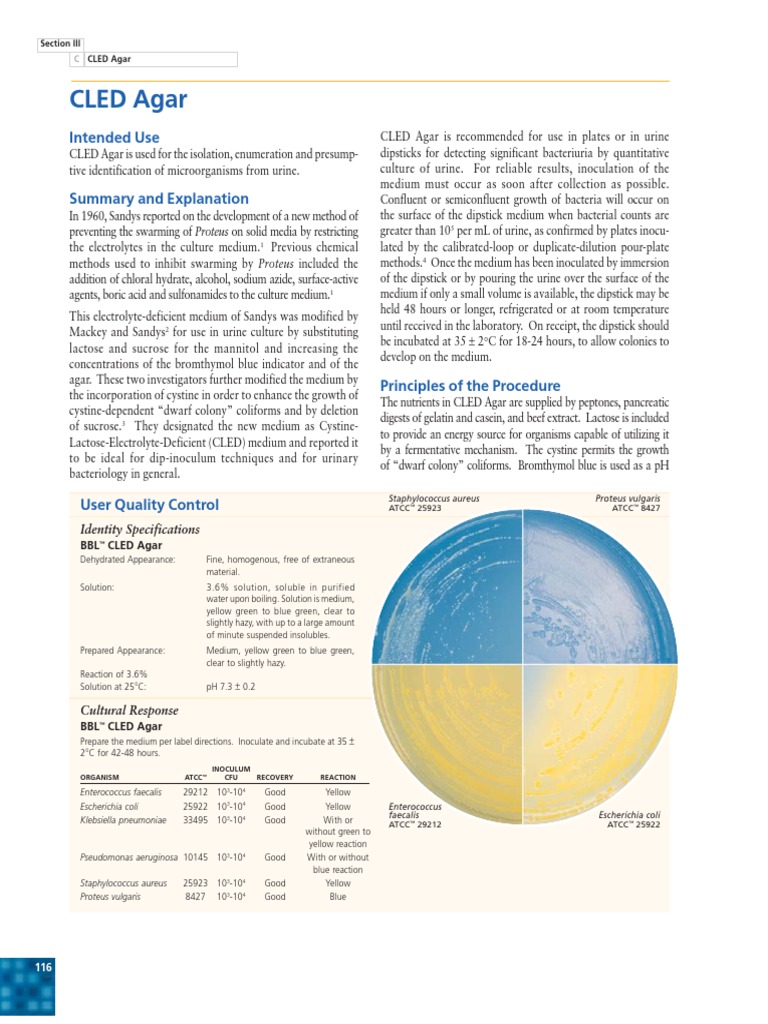 CLED Agar | PDF | Growth Medium | Colony Forming Unit