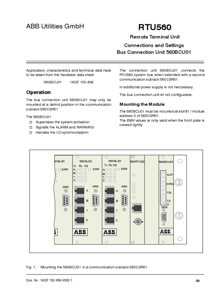 RTU560 Bus Connection Unit 560BCU01 Setup Guide | PDF | Digital ...