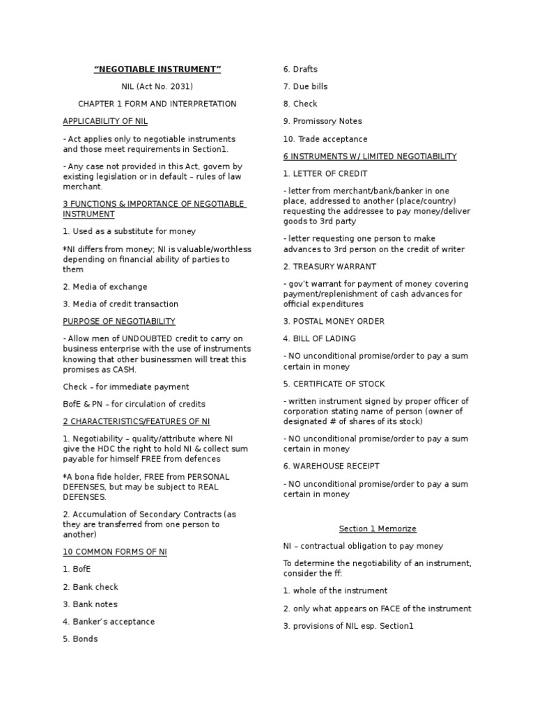 Negotiable Instrument | PDF | Negotiable Instrument | Cheque