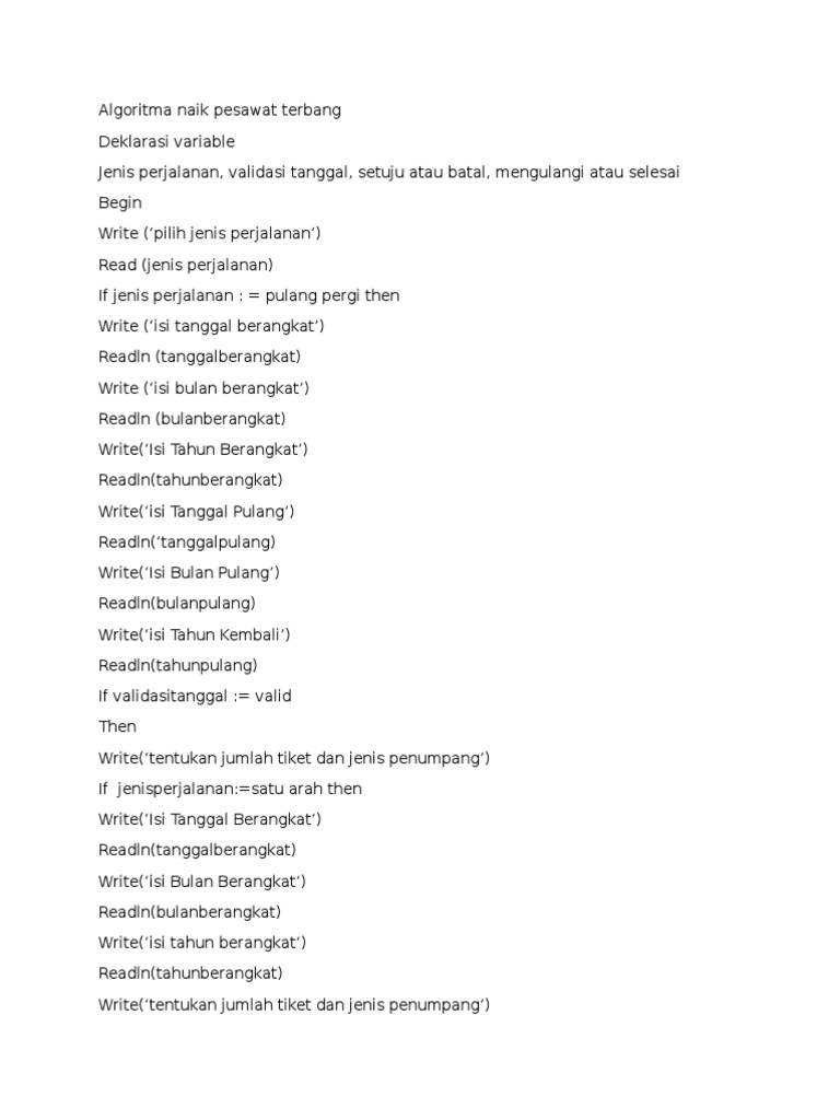 Algoritma Naik Pesawat Terbang | PDF