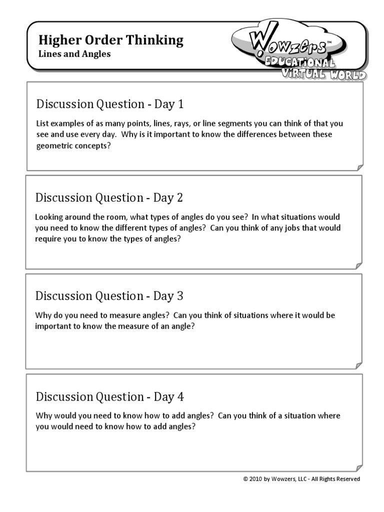 Higher Order Thinking: Discussion Question - Day 1 | PDF | Art