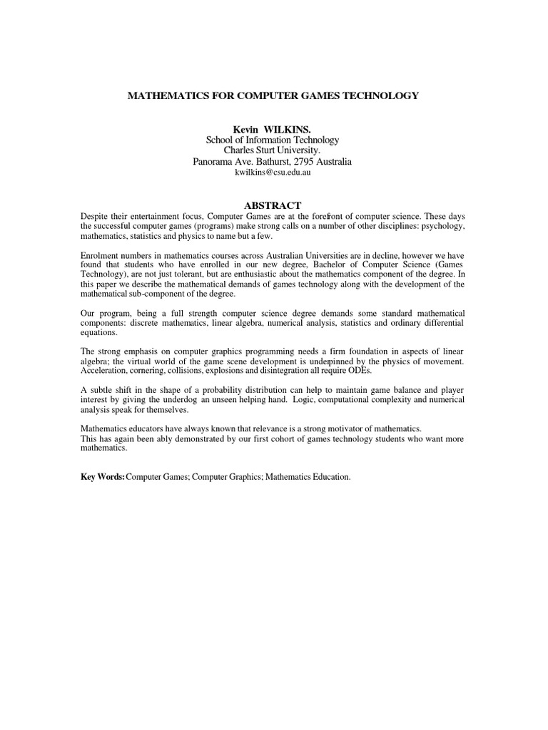 Mathematics For Computer Games Technology | PDF | Chaos Theory ...