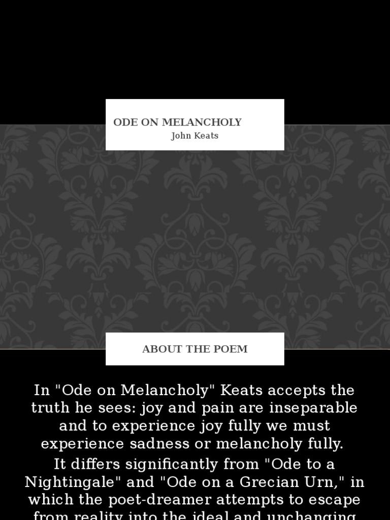 Ode on Melancholy | Poetry | Fiction & Literature