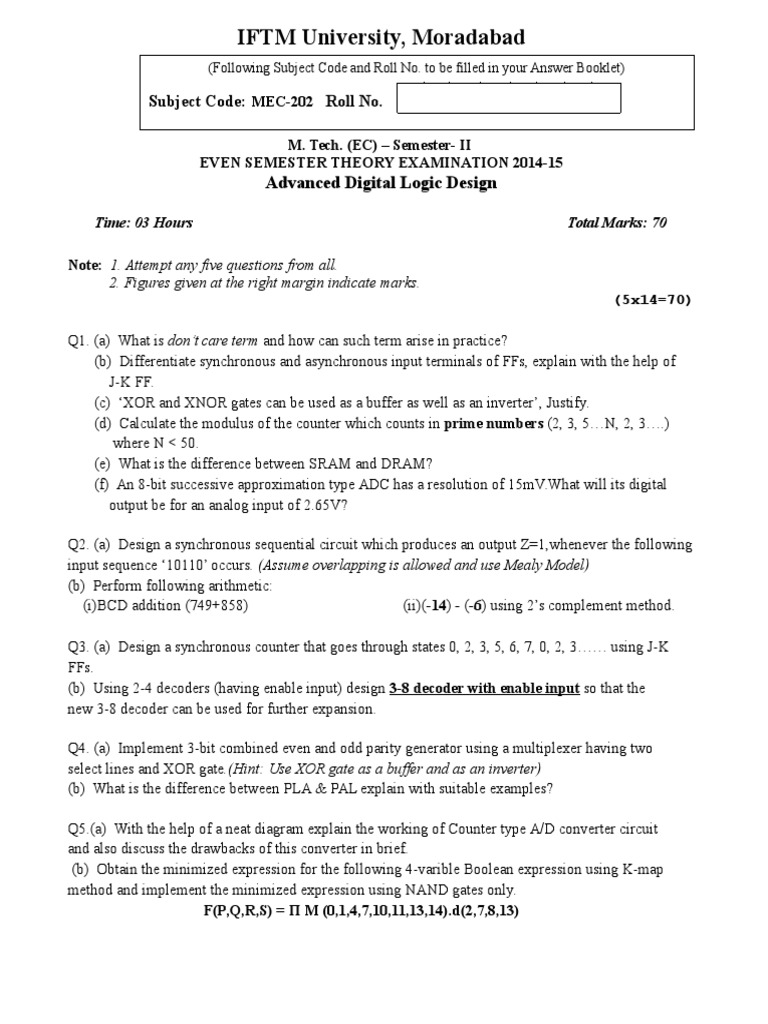 Advanced Digital Logic Design | PDF | Electronic Engineering ...
