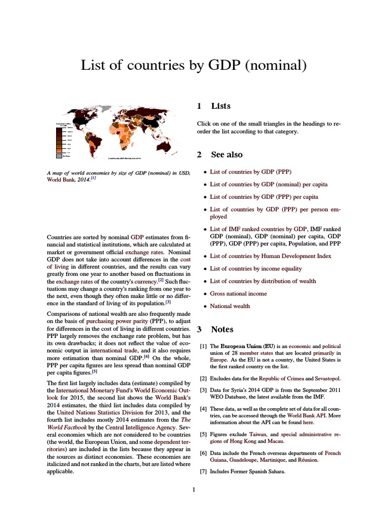 List of Countries by GDP (Nominal) | PDF | Purchasing Power Parity ...