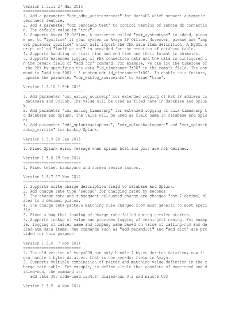 Avaya CDR Format | PDF | Secure Shell | Databases