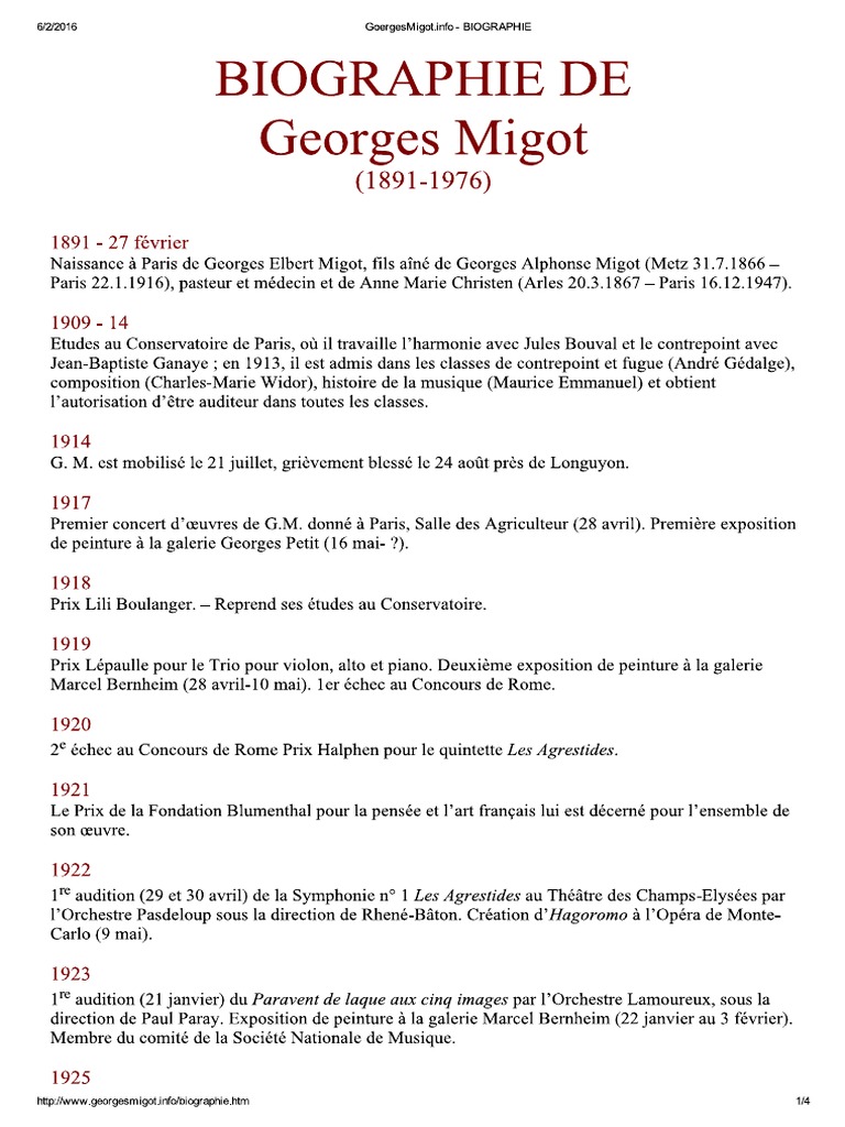 Biografia George Migot | PDF