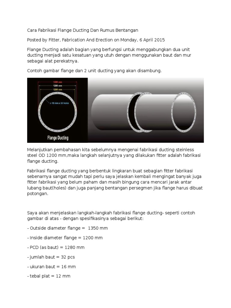 Cara Fabrikasi Flange Ducting Dan Rumus Bentangan | PDF
