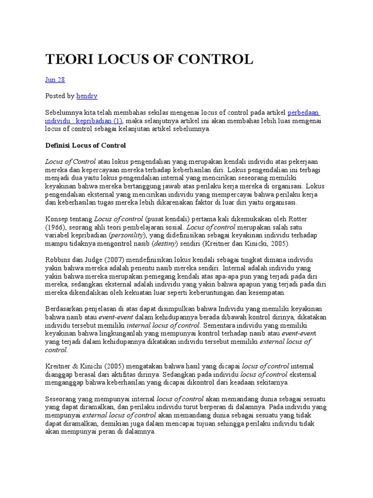 Teori Locus of Control | PDF