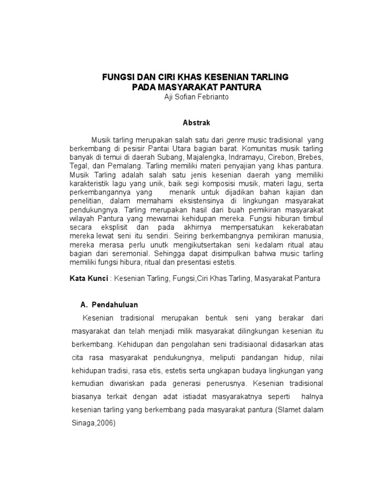 Fungsi Dan Ciri Khas Kesenian Tarling | PDF | Ilmu Sosial | Seni