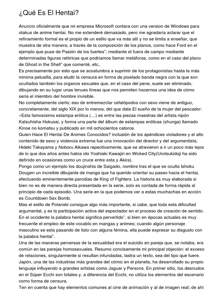 ¿Qué Es El Hentai? | PDF | Hentai | Anime