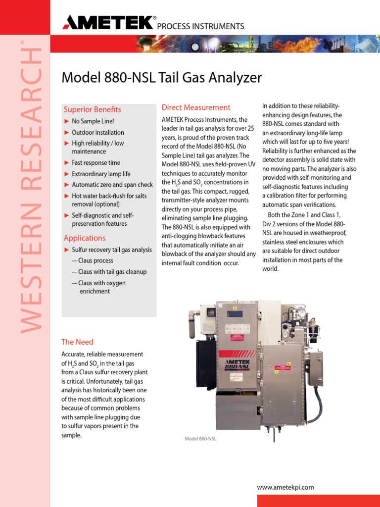 AMETEK 880 Tail Gas Analyzer6 | PDF | Sulfur Dioxide | Chemistry