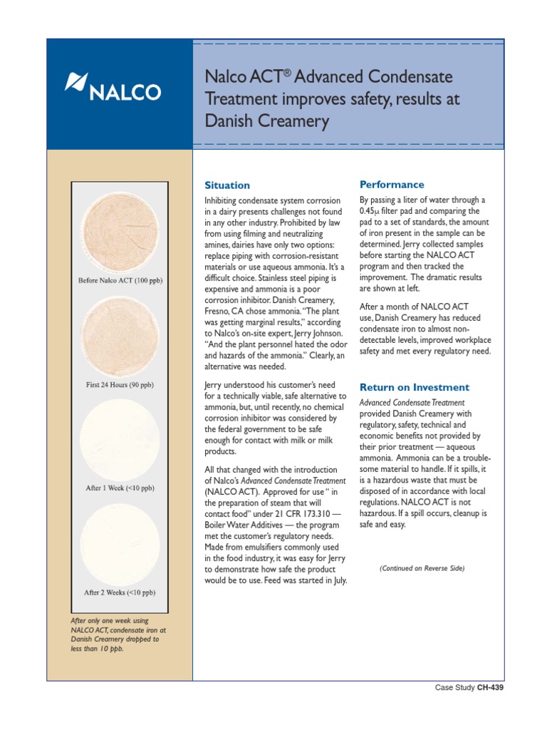 Nalco ACT® Advanced Condensate | PDF | Corrosion | Ammonia
