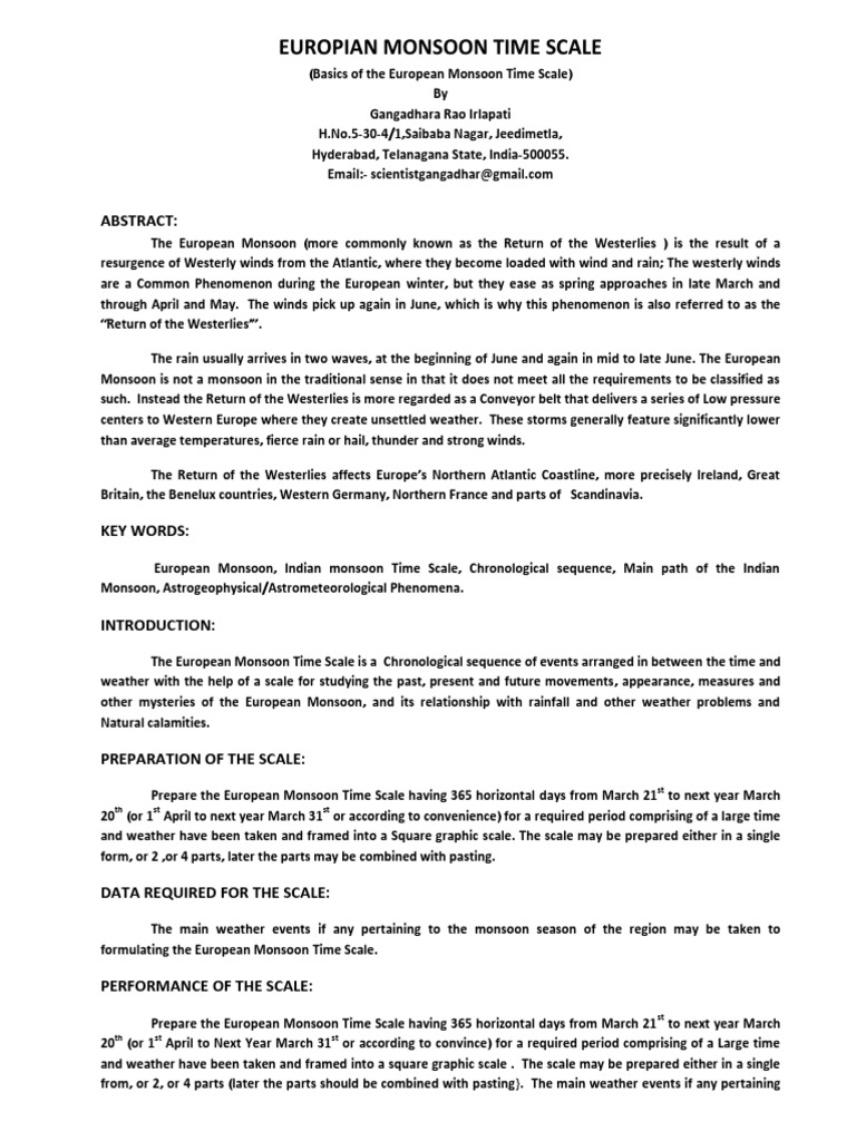 Europian Monsoon Time Scale: Abstract | PDF | Monsoon | Tropical ...
