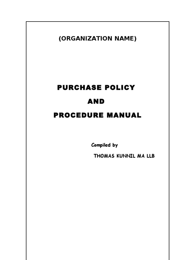 NGO Purchase Policy Manual | PDF | Procurement | Economies