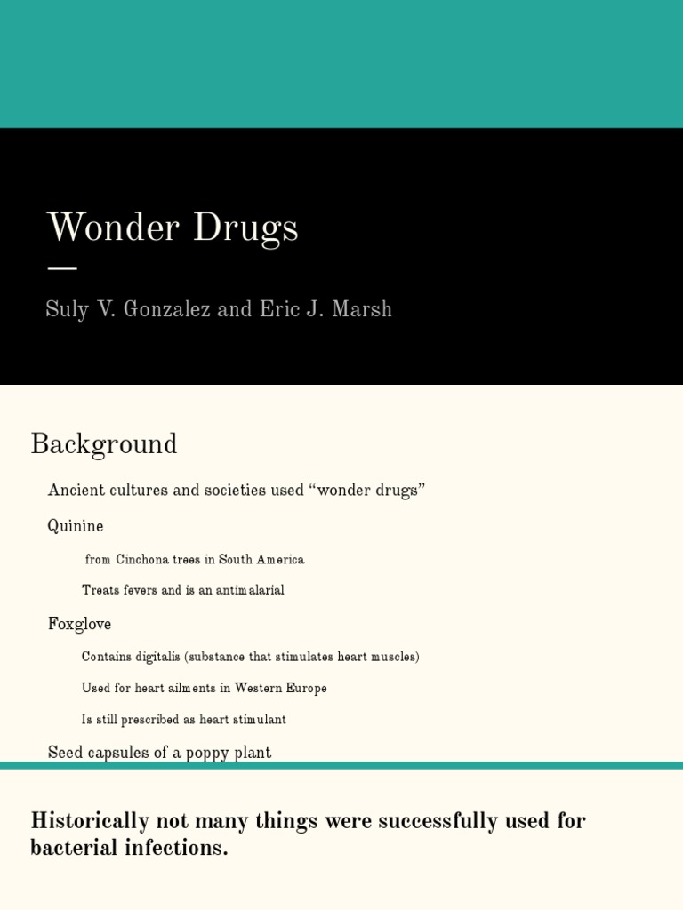 Wonder Drugs: Suly V. Gonzalez and Eric J. Marsh | PDF | Aspirin | Medicine