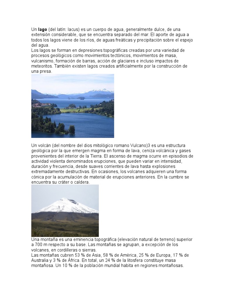Principales accidentes geográficos del Ecuador | PDF | Volcán | Mar