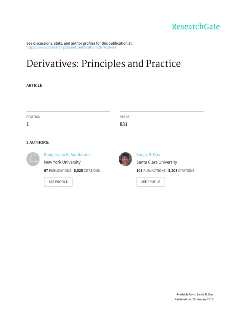 Derivatives Principle and Practice | PDF | Black–Scholes Model | Option ...