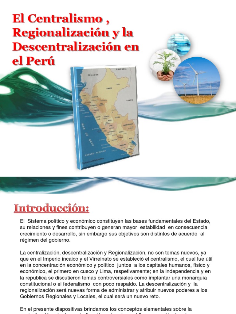 Centralismo Y Descentralización En Perú Pdf Estado Política