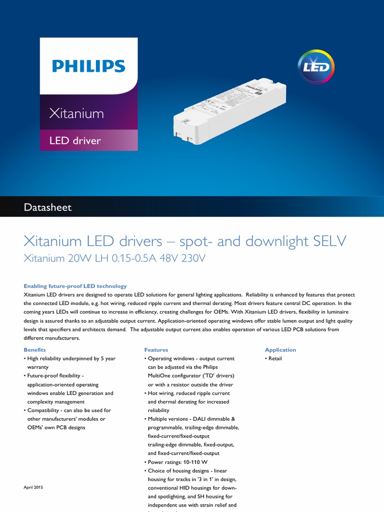 Xitanium_20W_LH_0.15-0.5A_48V_230V | Mains Electricity | Light Emitting ...