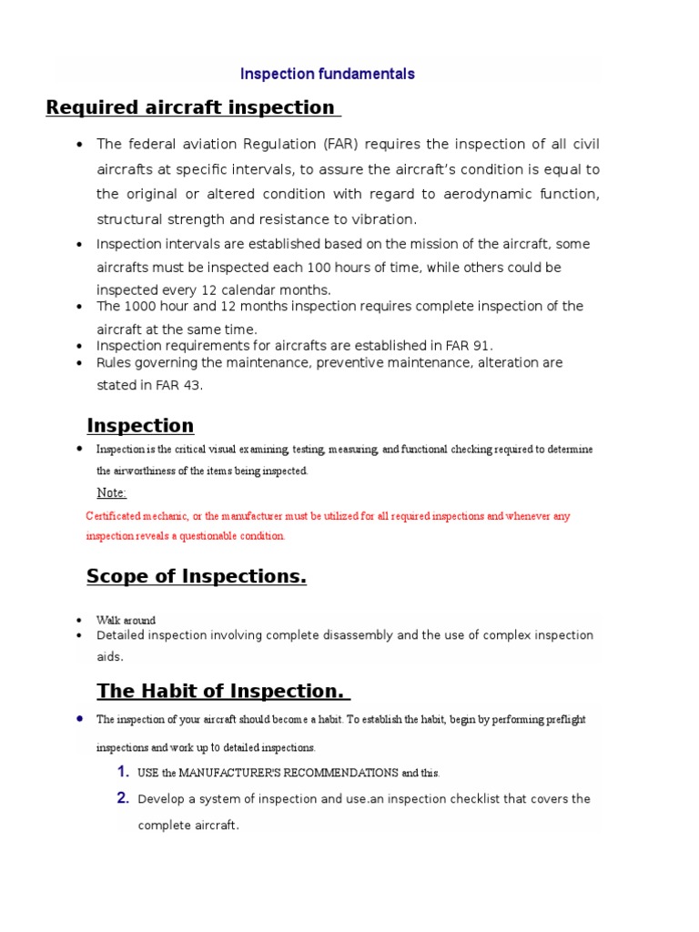 A Comprehensive Guide to Aircraft Inspection Requirements and Best ...
