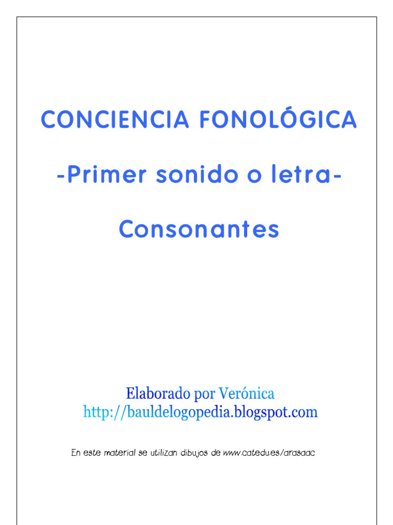 Conciencia Fonológica. Primer Sonido o Letra. Consonantes. | PDF ...