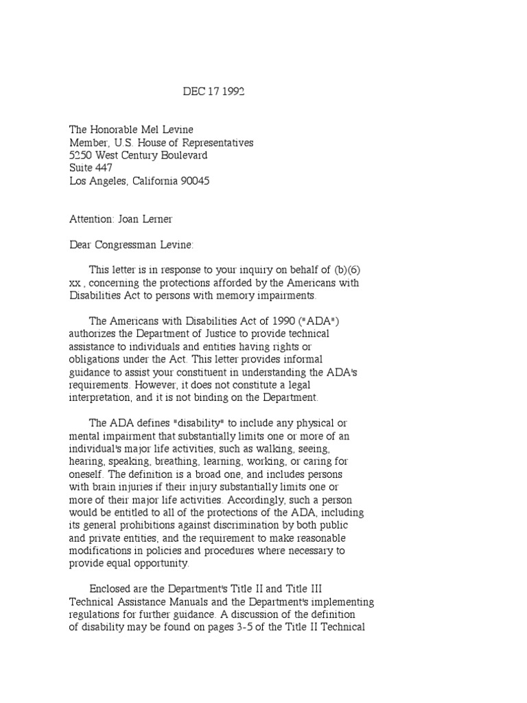 US Department of Justice Civil Rights Division - Letter - Tal244 | PDF ...