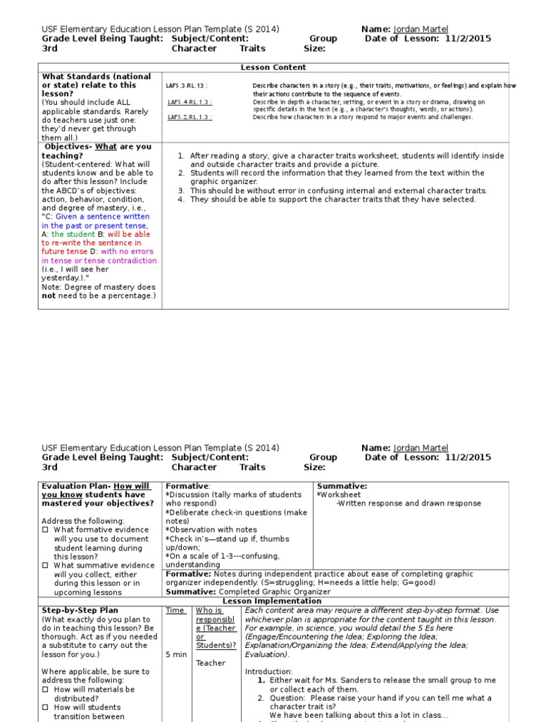 Example Lesson Plan 1 | PDF | Lesson Plan | Learning