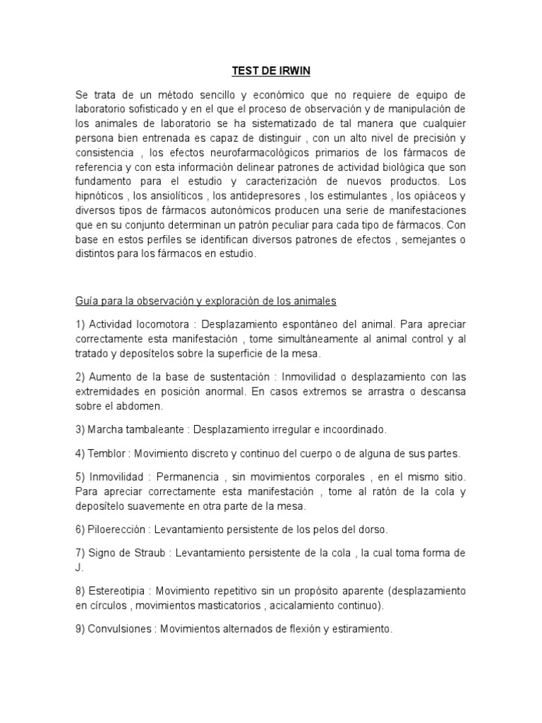 Test de Irwin y Signo de Straub | PDF | Medicamentos con receta ...
