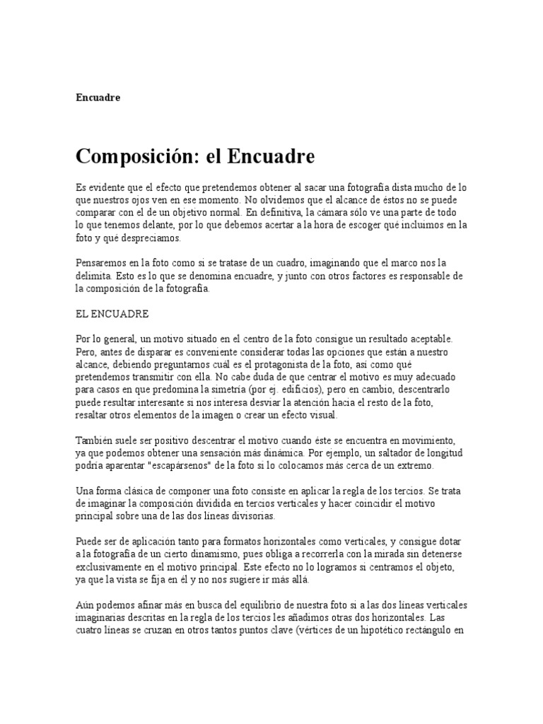 Técnicas de Composición Fotográfica | PDF | Composición (artes visuales ...