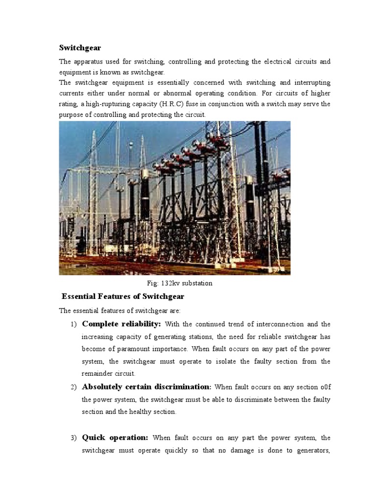 Switchgear | PDF | Electrical Substation | Electric Arc