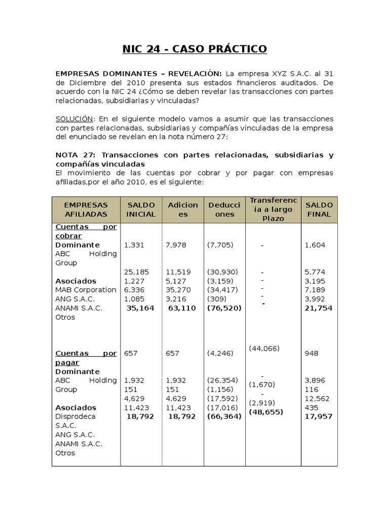 Nic 24 Caso Práctico | PDF | Economias | Negocios (general)