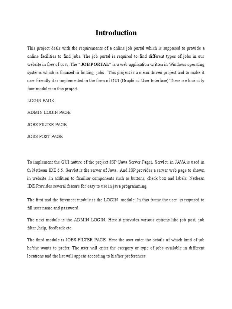 Online Job Portal Documentation | PDF | Input/Output | Databases