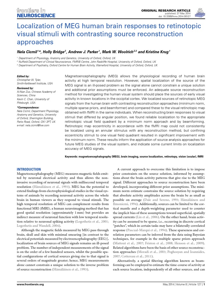 Localization Of Meg Human Brain Responses To Retinotopic Visual Stimuli