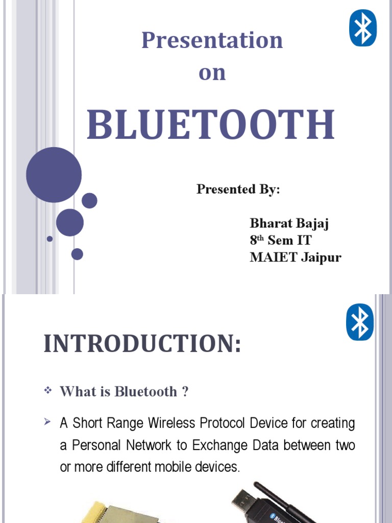 Bluetooth Presentation | PDF | Bluetooth | Data Transmission