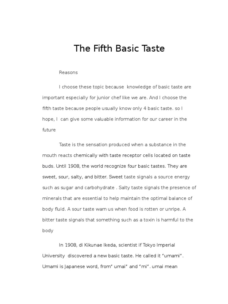 The Fifth Basic Taste | PDF