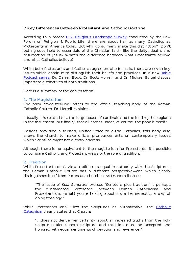 7 Key Differences Between Protestant and Catholic Doctrine ...