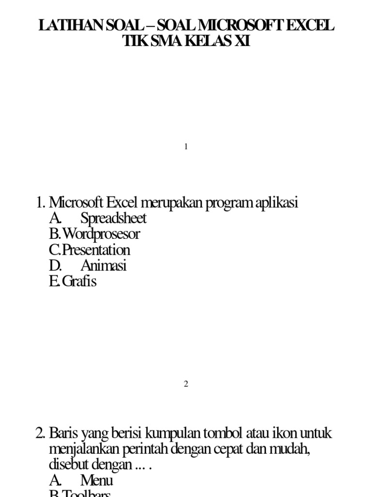 Latihan Soal Ms Excel | PDF