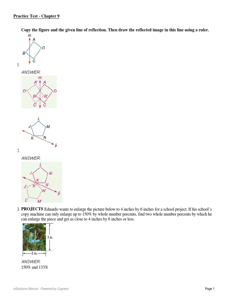 Chapter 9 Transformations Practice Test | PDF | Mathematical Relations ...