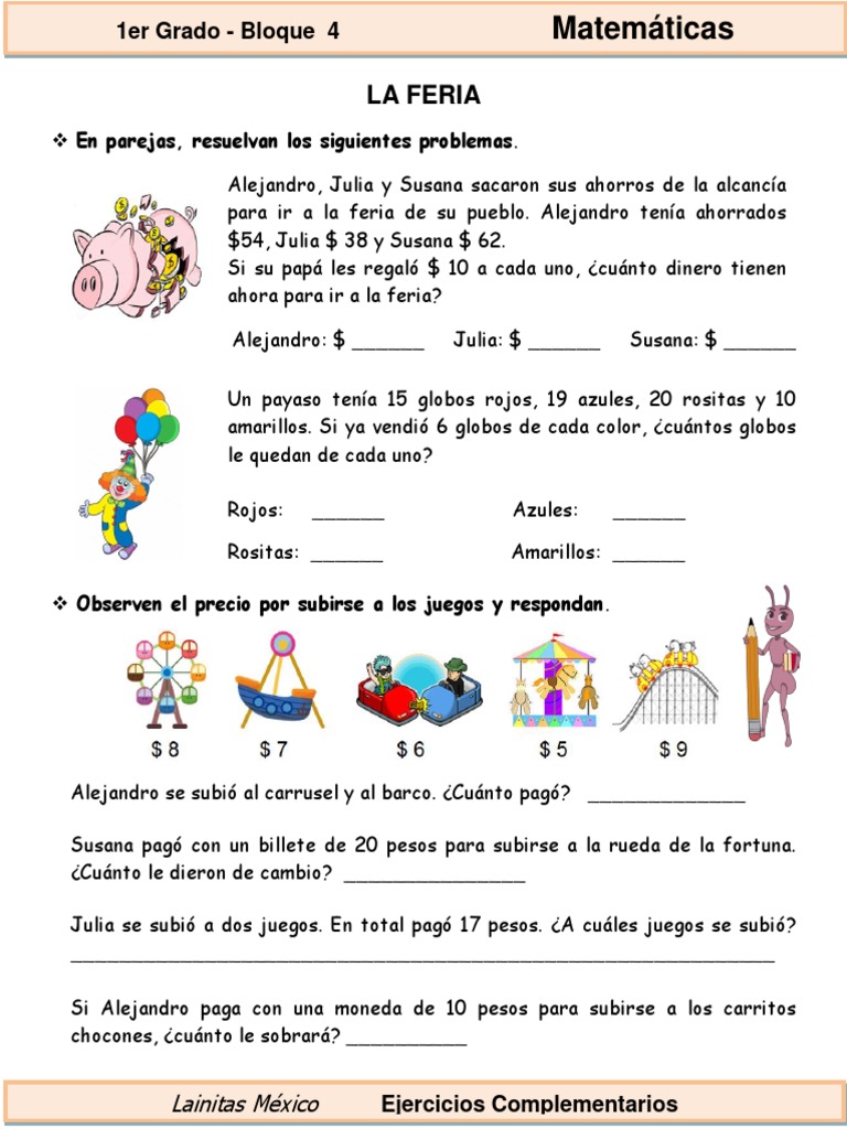 Problemas De Resta Para Primer Grado Cuadernillo De Refuerzo De