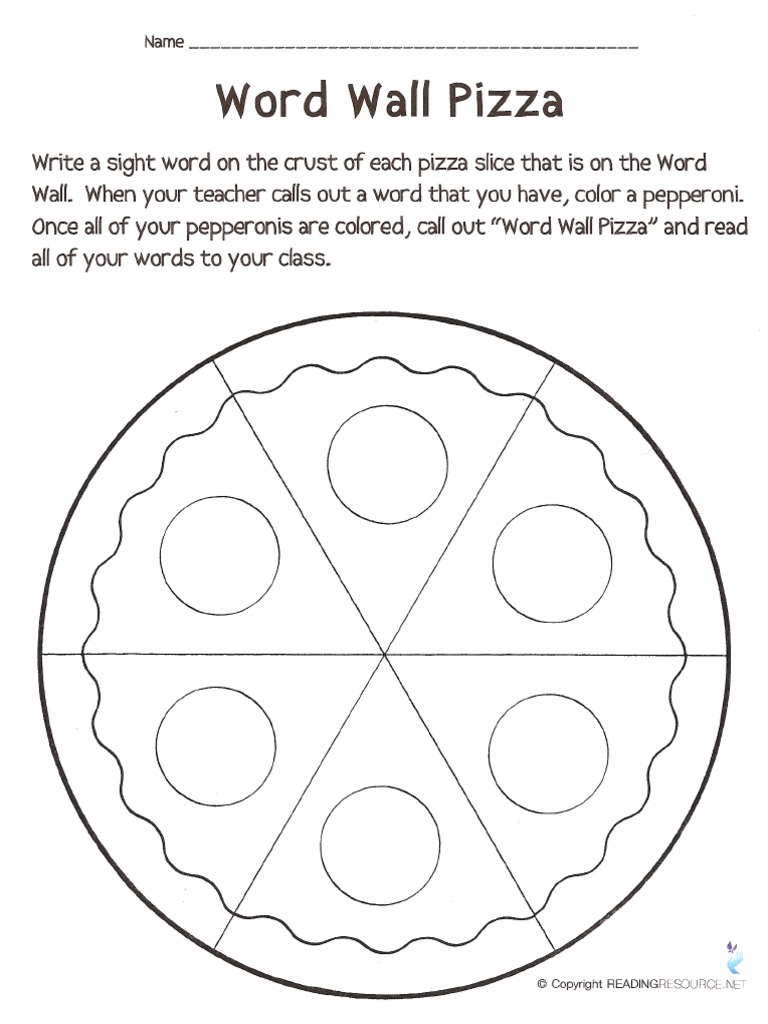 Sight Word High Frequency Word Wall Pizza Game | PDF