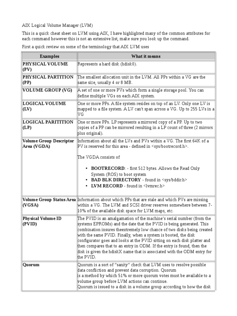 LVM Cheatsheet | PDF | Information Retrieval | Computer Data Storage