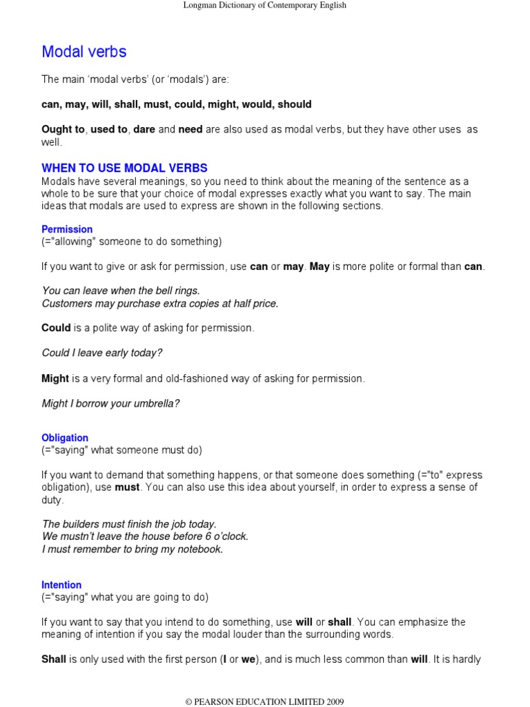 Modal Verbs2 | PDF | Verb | English Language
