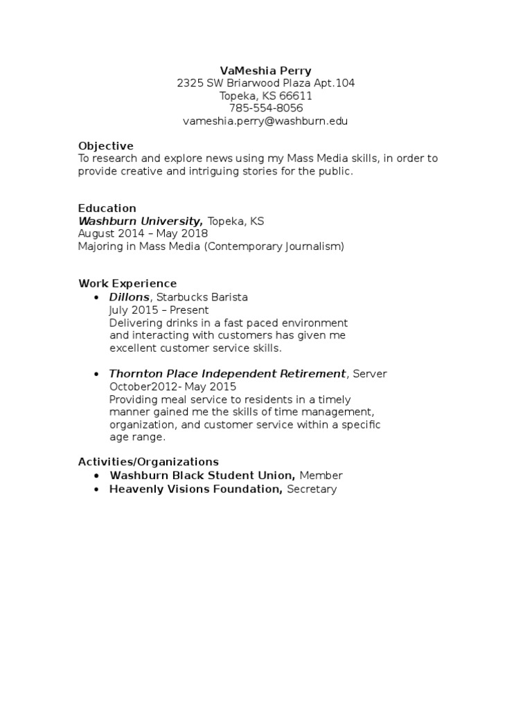 Mass Media Resume | PDF | Career & Growth | Wellness