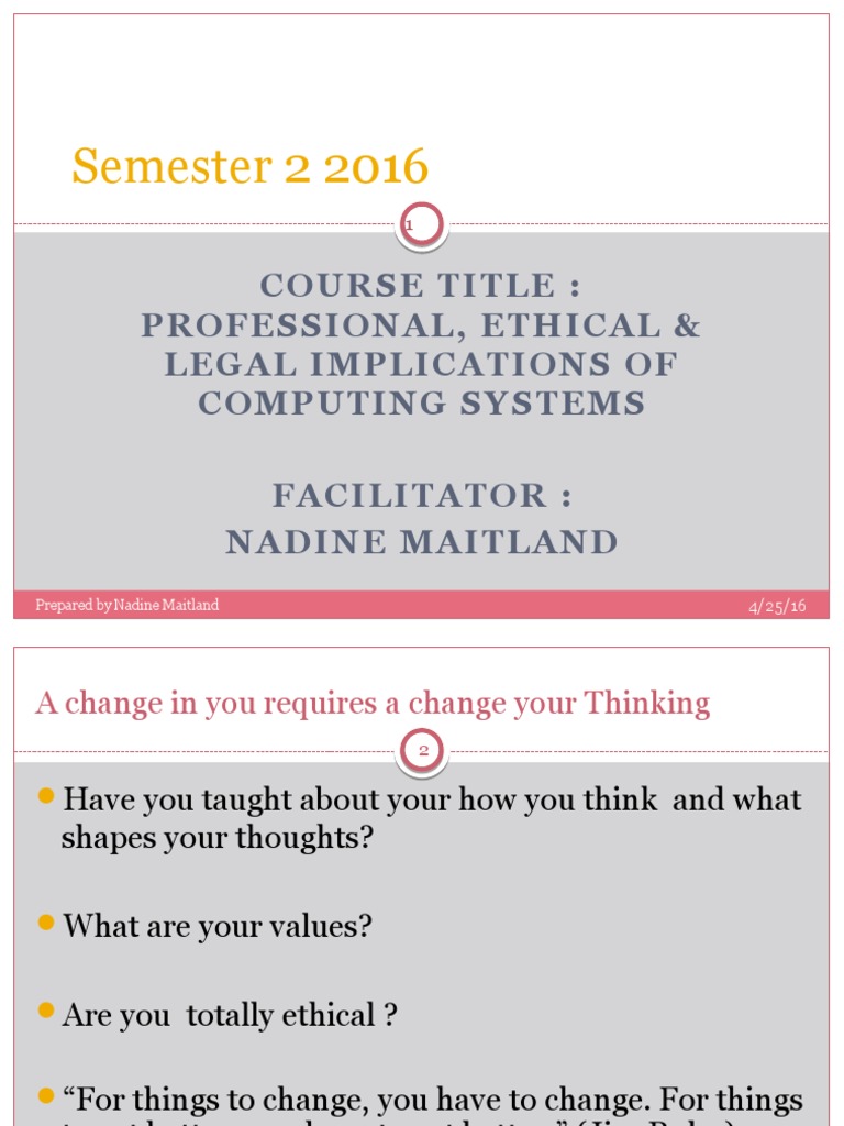 Professional Computer Ethics Lecture1 | PDF | Natural Law | Profession