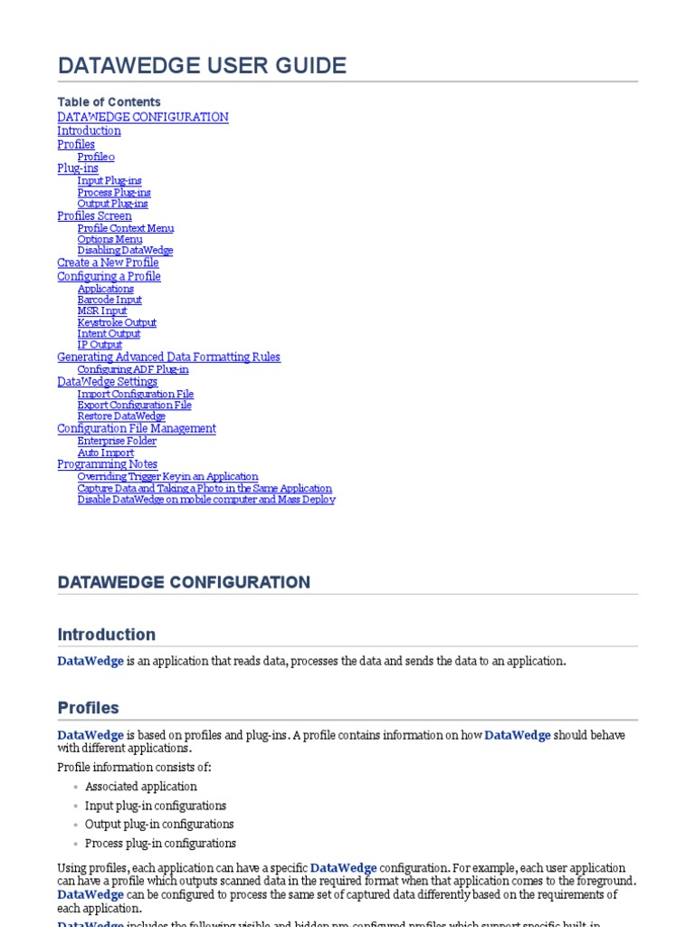 Datawedge User Guide | PDF | Port (Computer Networking) | Barcode