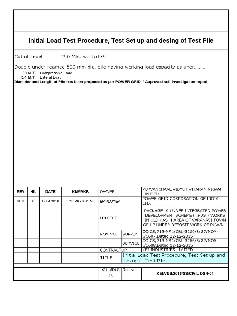 Initial Load Test Procedure-Test Set Up-Design | PDF | Deep Foundation ...