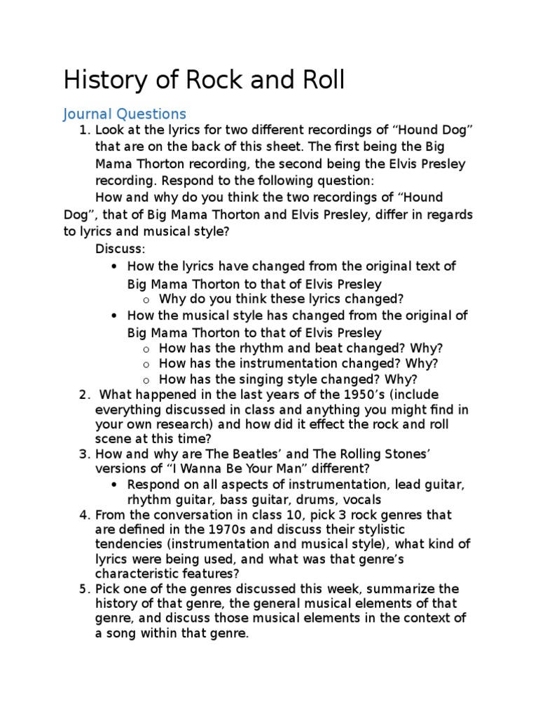 Rock and Roll History Analysis | PDF
